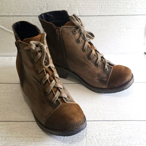 Naot | Shoes | Naot 39885 Lace Up And Zip Suede Woman Combat Boots ...